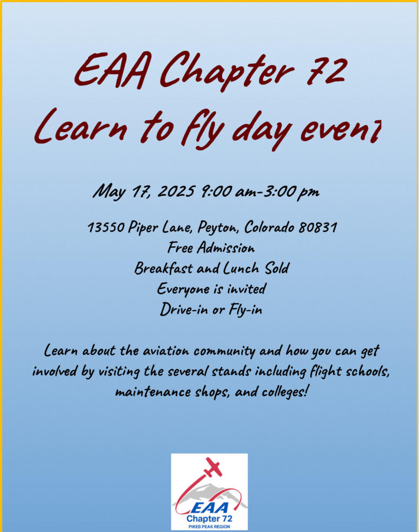EAA Chapter 72 – Learn to Fly Day – Meadow Lake Airport